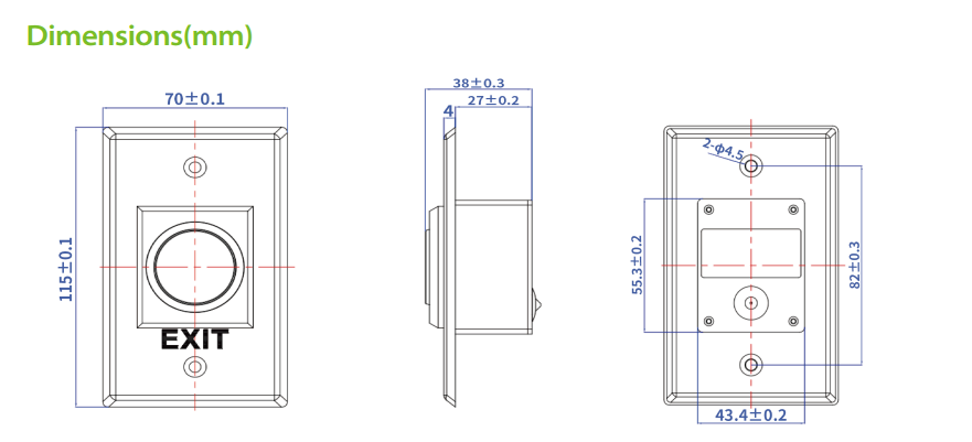 K1 TLEB101 TLEB102 Non-touch Exit Button Touchless Exit Switch